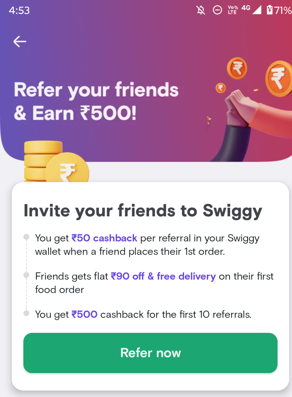 Swiggy Referral Code [59BA17A]: Get Rs. 90 Off + Free Delivery